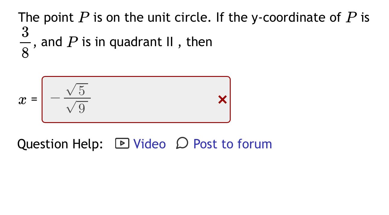 Solved The point P ﻿is on the unit circle. If the | Chegg.com