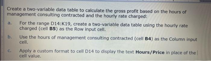 Solved Create a two-variable data table to calculate the | Chegg.com