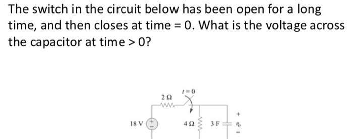 Solved The switch in the circuit below has been open for a | Chegg.com