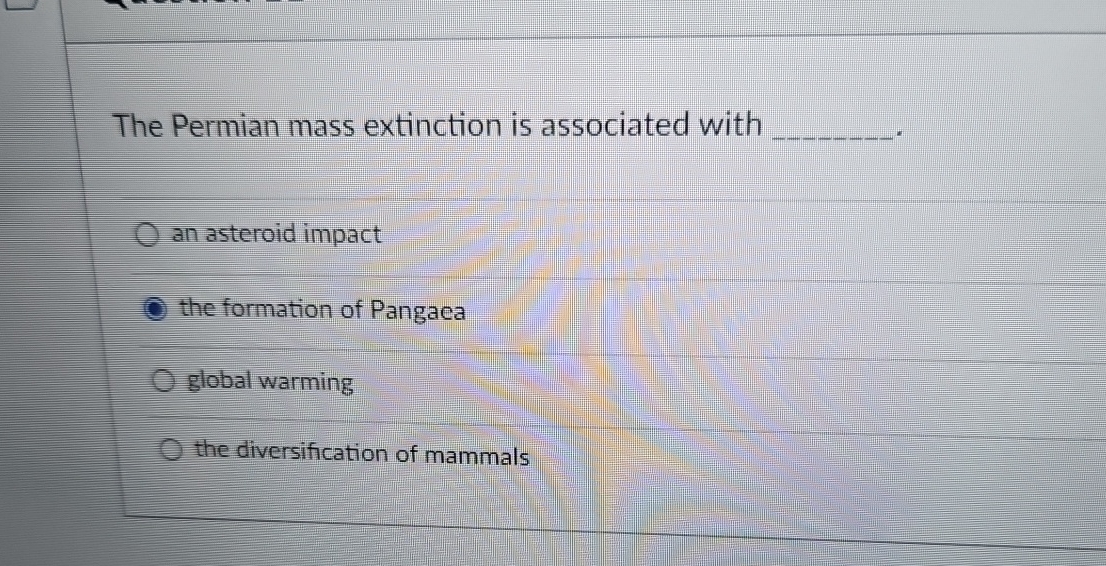 Solved The Permian mass extinction is associated with an | Chegg.com