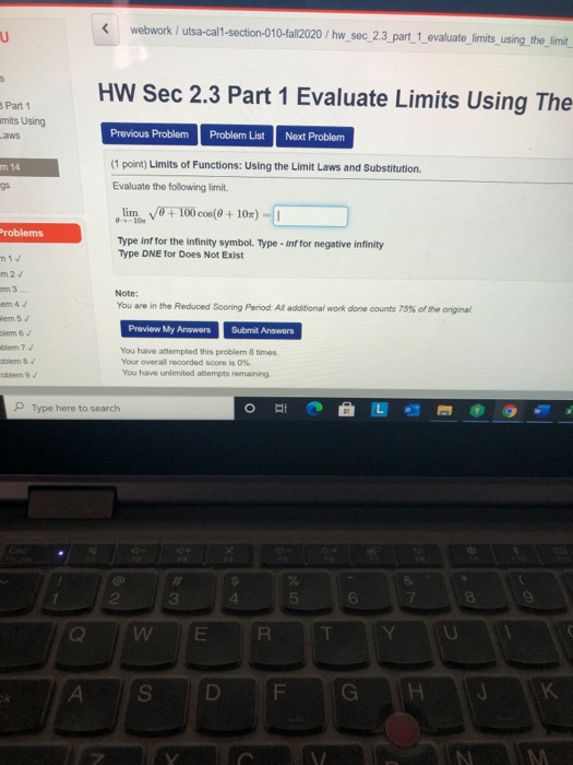 Solved u webwork /utsa-cal1-section-010-fall2020 / | Chegg.com