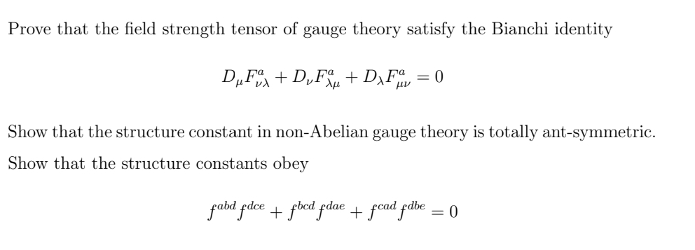 Solved Prove that the field strength tensor of gauge theory | Chegg.com