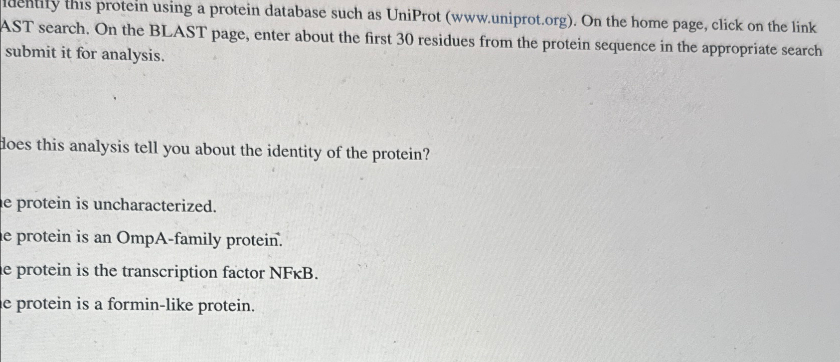 Solved search. On the BLAST page, enter about the first 30 | Chegg.com
