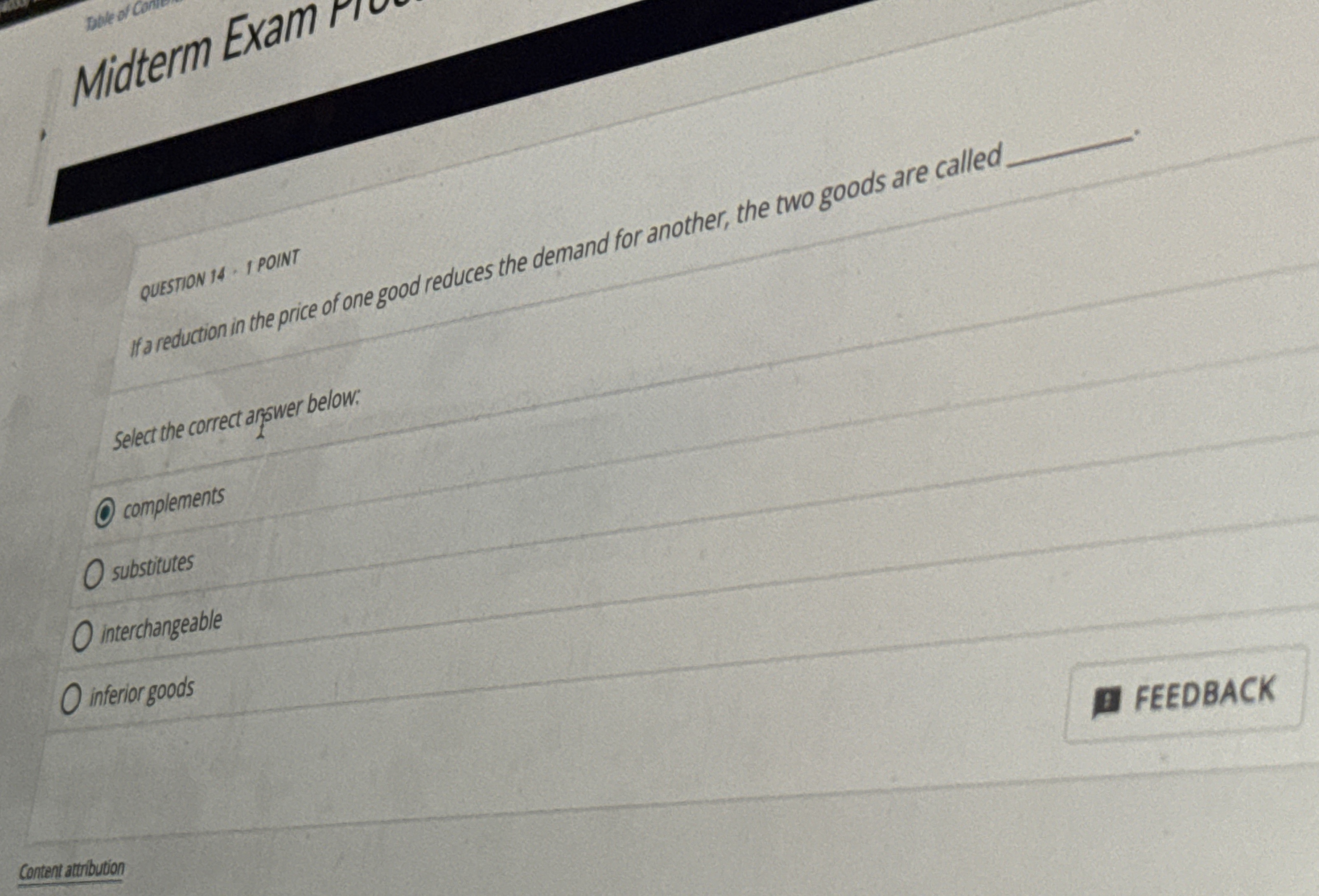 Solved Midterm ExamQUESTION 14. 1 ﻿POINTIf reduction in the | Chegg.com