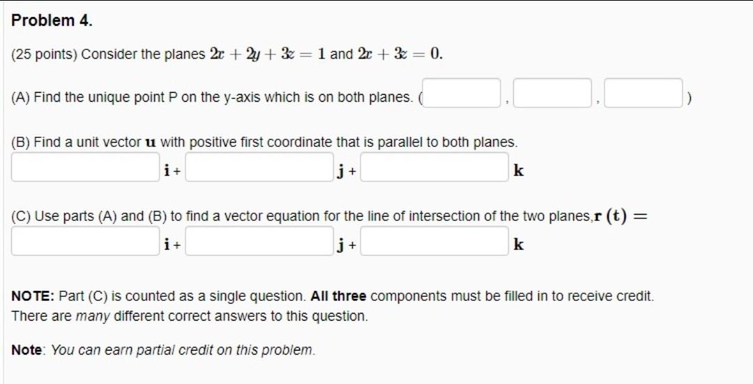 Solved Problem 4. (25 points) Consider the planes 2c + 2y + | Chegg.com