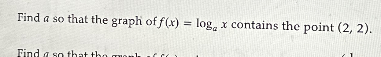 Solved Find A ﻿so That The Graph Of F X Logax ﻿contains The