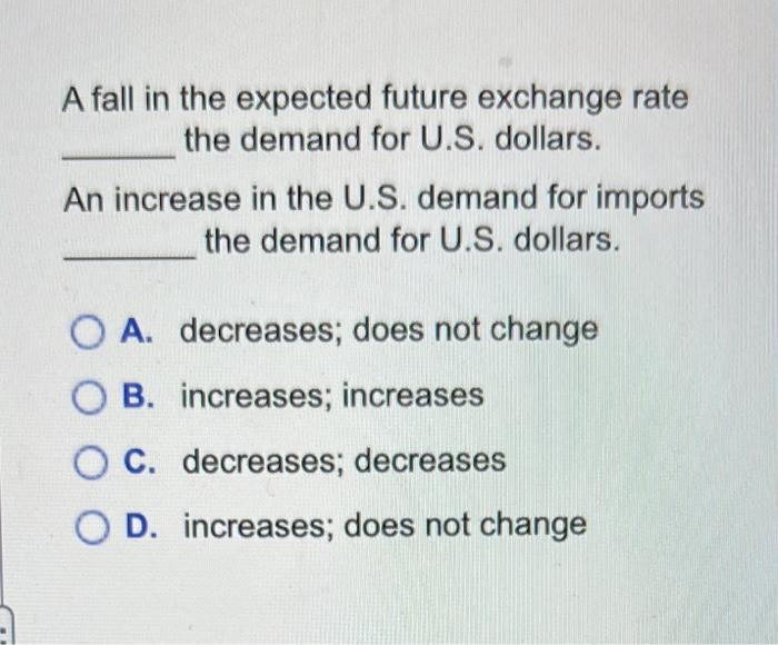 Solved A fall in the expected future exchange rate the | Chegg.com