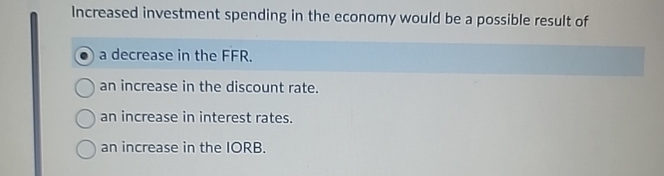 Solved Increased investment spending in the economy would be | Chegg.com