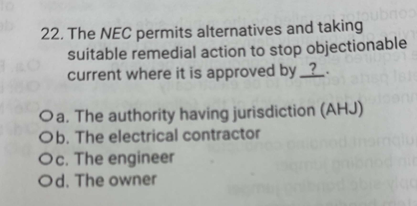 The NEC permits alternatives and taking suitable | Chegg.com