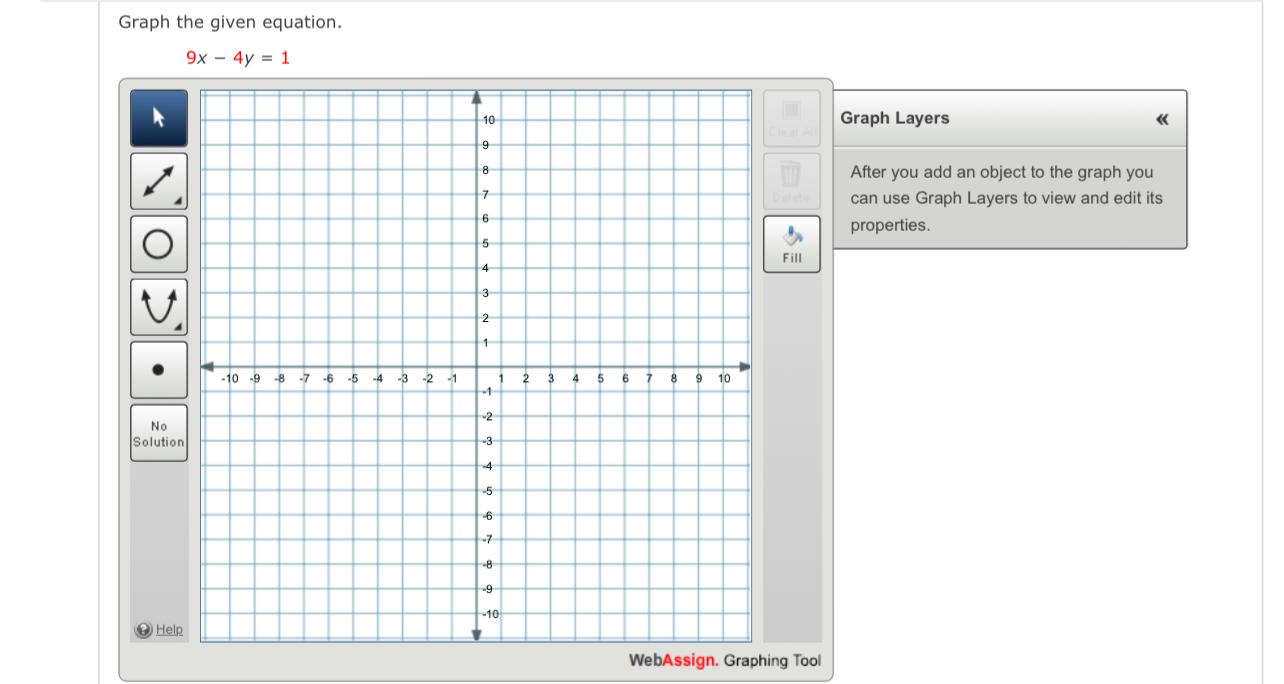 Solved Graph the given equation.9x-4y=1Graph LayersAfter you | Chegg.com