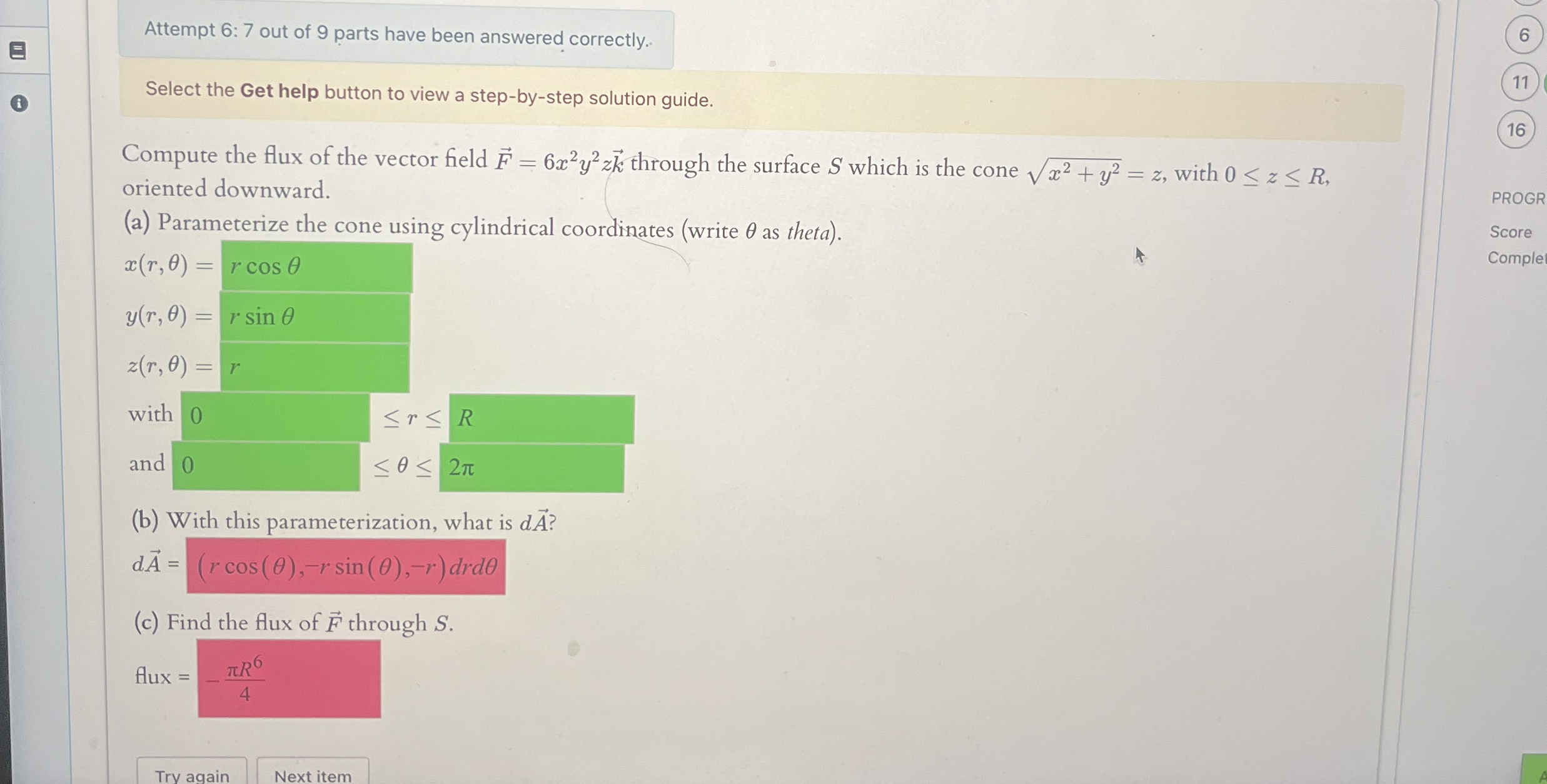 Solved Attempt 6: 7 ﻿out of 9 ﻿parts have been answered | Chegg.com
