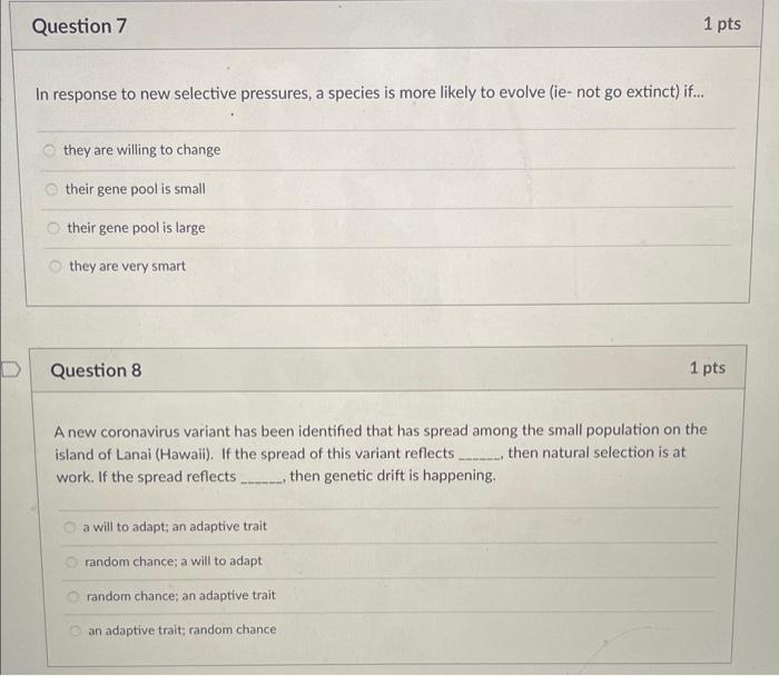 Solved In response to new selective pressures, a species is | Chegg.com