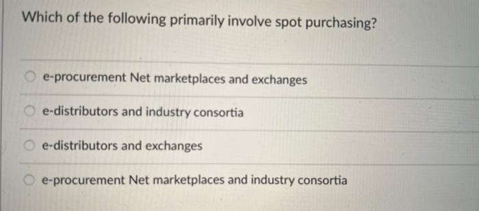 Solved Which of the following primarily involve spot | Chegg.com