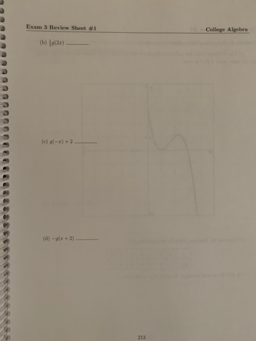 Solved Exam 3 Review Sheet #1 College Algebra Problem 2. Let | Chegg.com