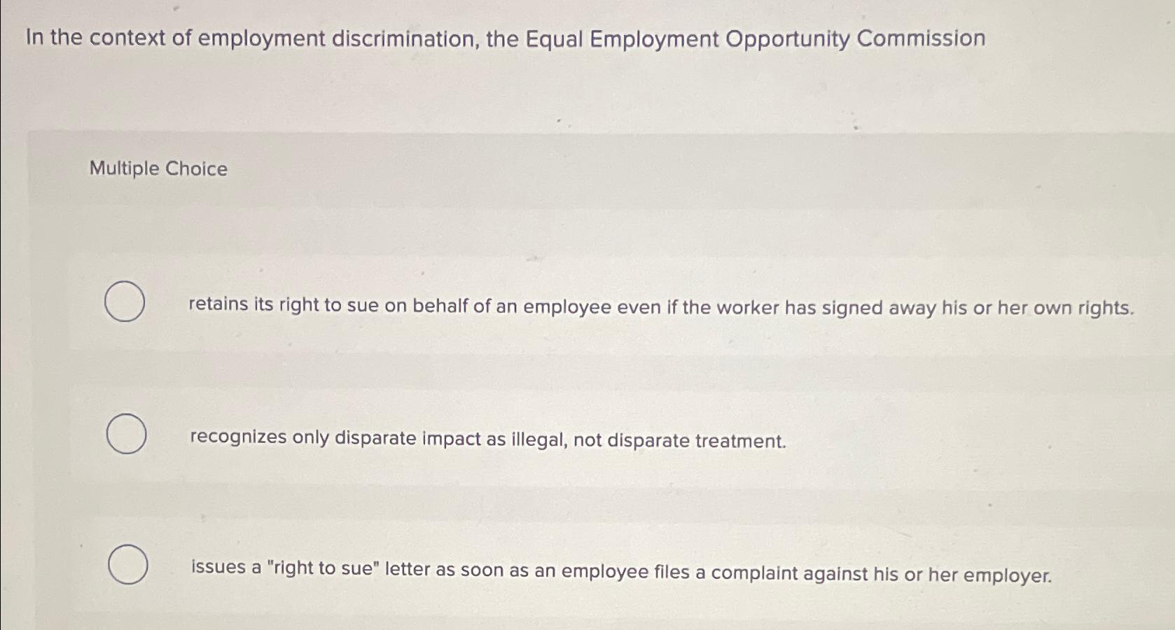 Solved In the context of employment discrimination, the | Chegg.com