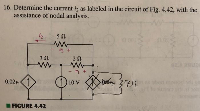 Solved 16. Determine the current i2 as labeled in the | Chegg.com