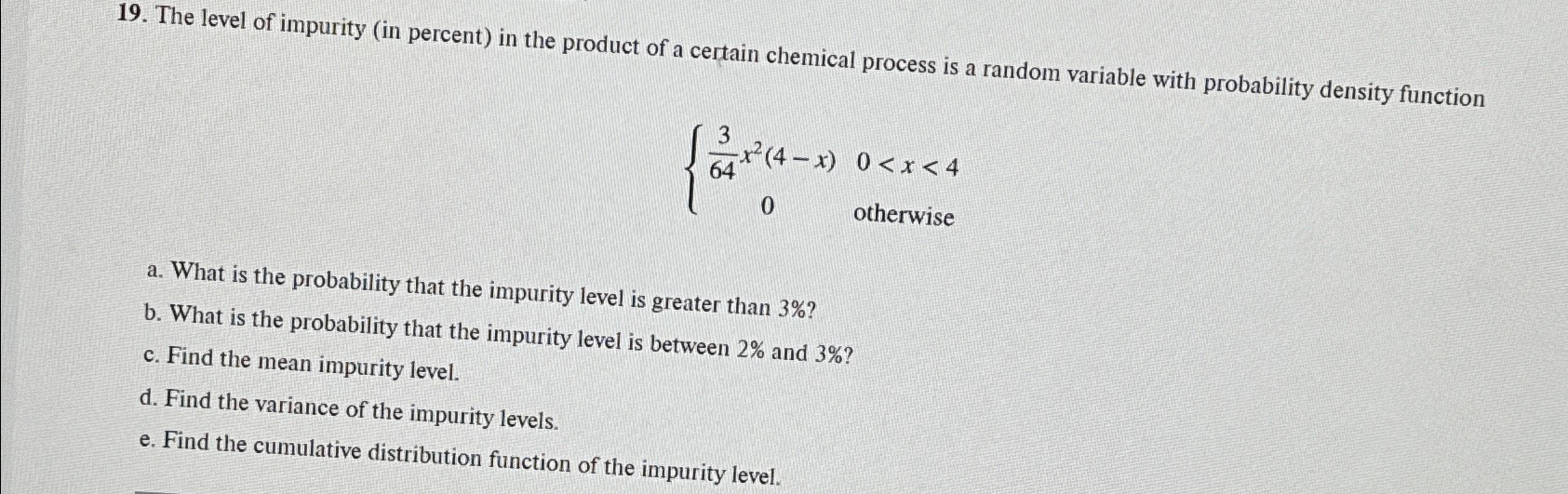 Solved The level of impurity (in percent) ﻿in the product of | Chegg.com