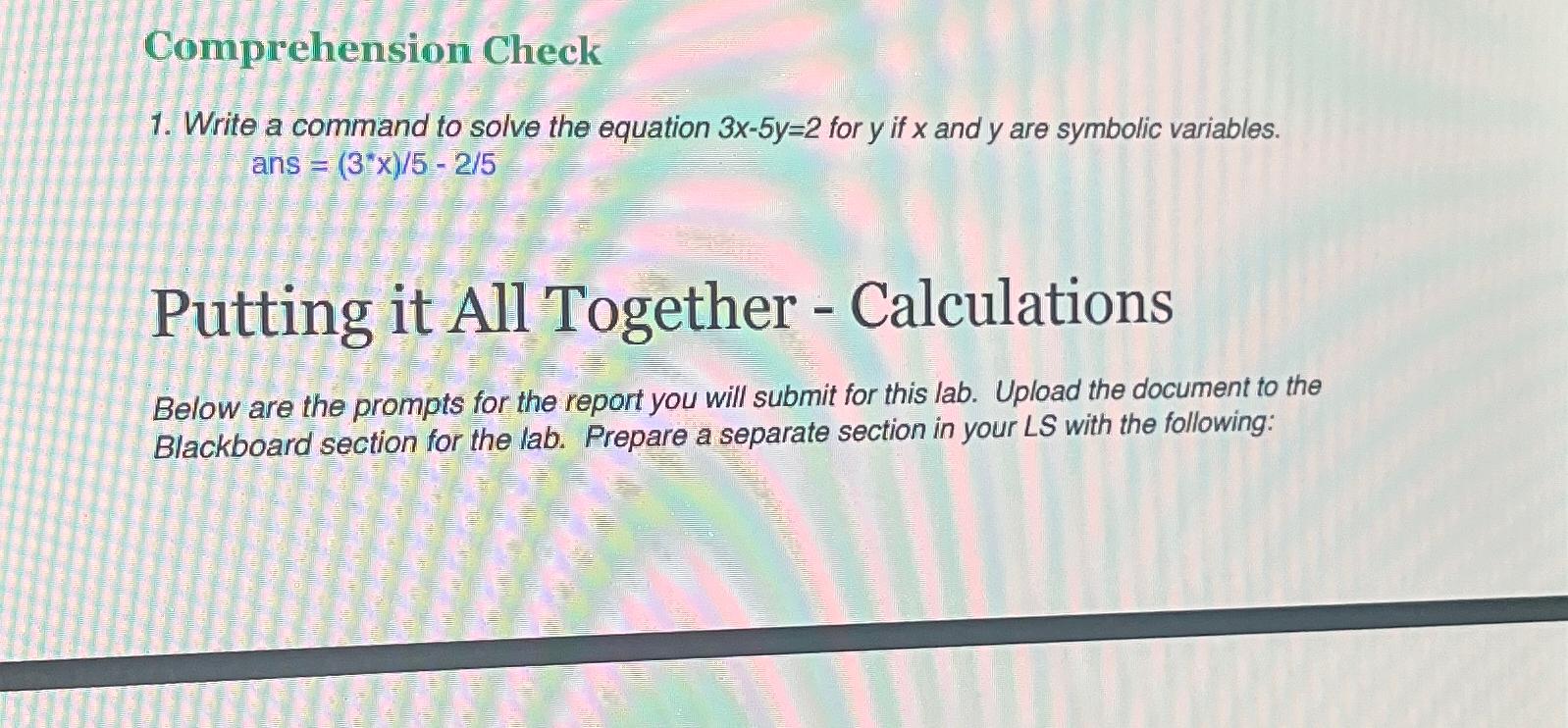 Solved Comprehension CheckWrite a command to solve the | Chegg.com