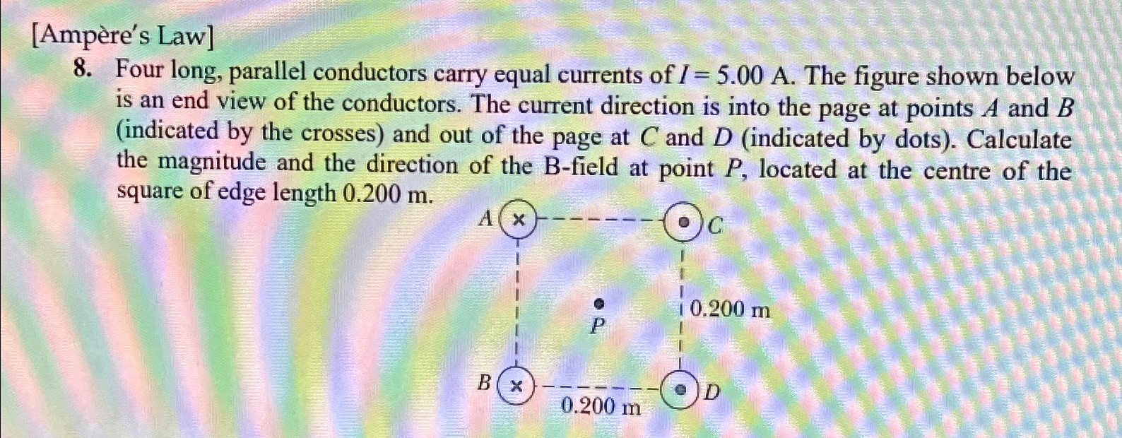 Solved Solve it with ampere law 8. ﻿Four long, parallel | Chegg.com
