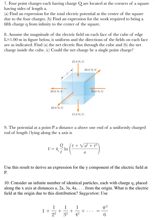Solved Four point charges each having charge Q ﻿are located | Chegg.com