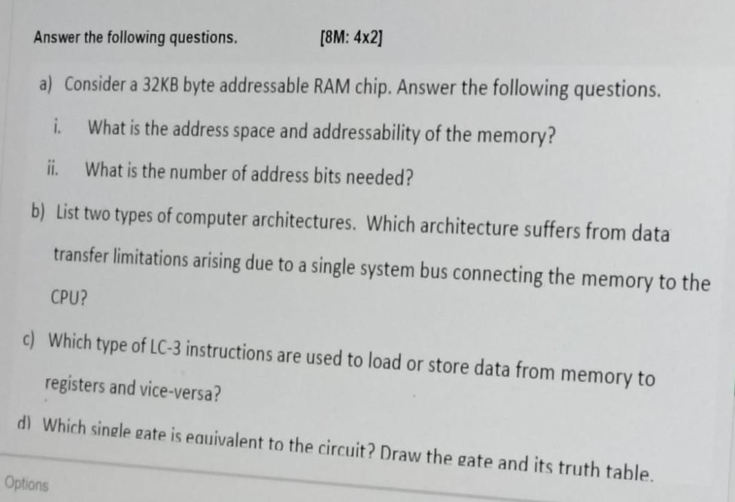 Solved Answer the following questions.[8M: 4×2 ]a) ﻿Consider | Chegg.com