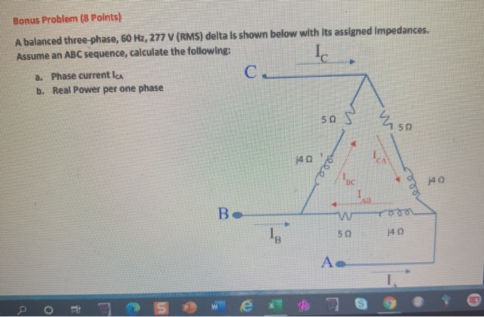 Solved Bonus Problem (8 Polnts) A balanced three-phase, 60 | Chegg.com
