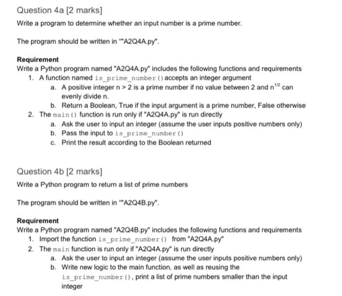 Solved Question 4a [2 marks] Write a program to determine | Chegg.com