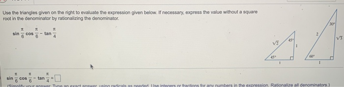 Solved Use the triangles given on the right to evaluate the | Chegg.com