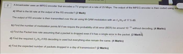 Solved A broadcaster uses an MPEG encoder that encodes a TV | Chegg.com