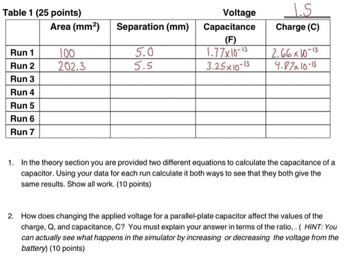 Solved I need help finding out how to calculate capacitance | Chegg.com