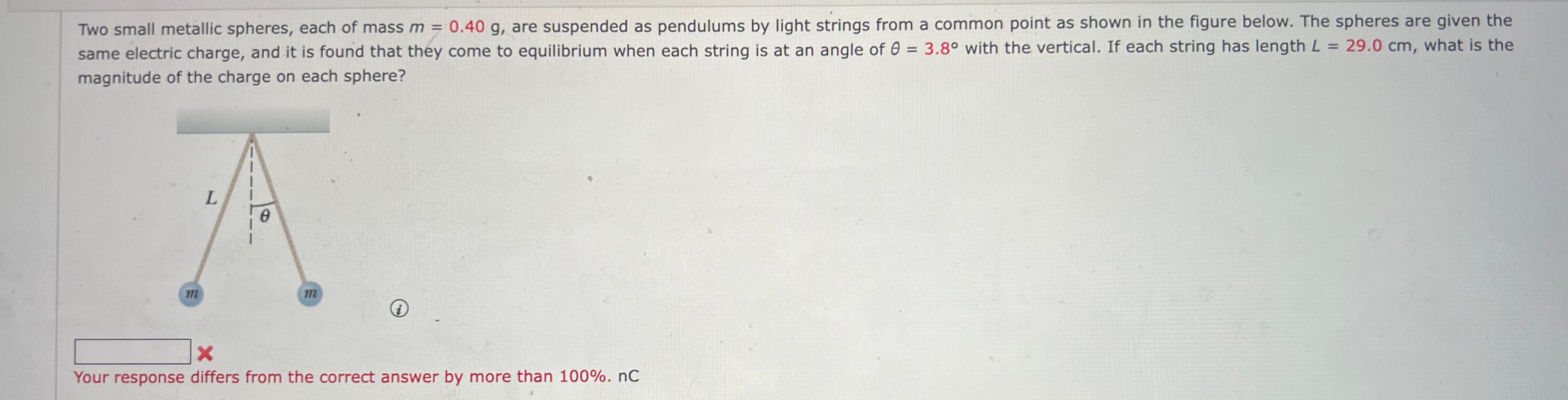 Solved magnitude of the charge on each sphere?(i)Your | Chegg.com