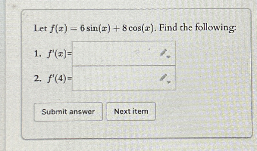 Let F X 6sin X 8cos X ﻿find The