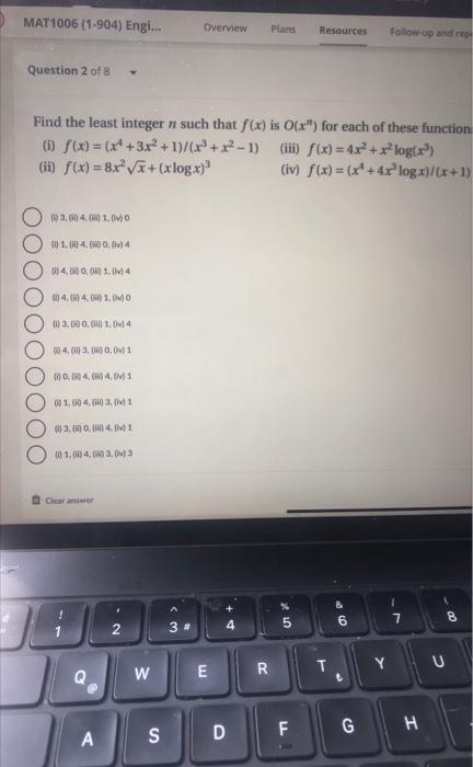 Find the least integer n such that f(x) is O(xn) for | Chegg.com