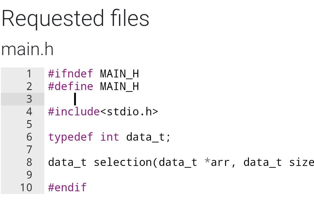 Solved Q-IDatiomenmRequested files main.h \( \begin{aligned} | Chegg.com