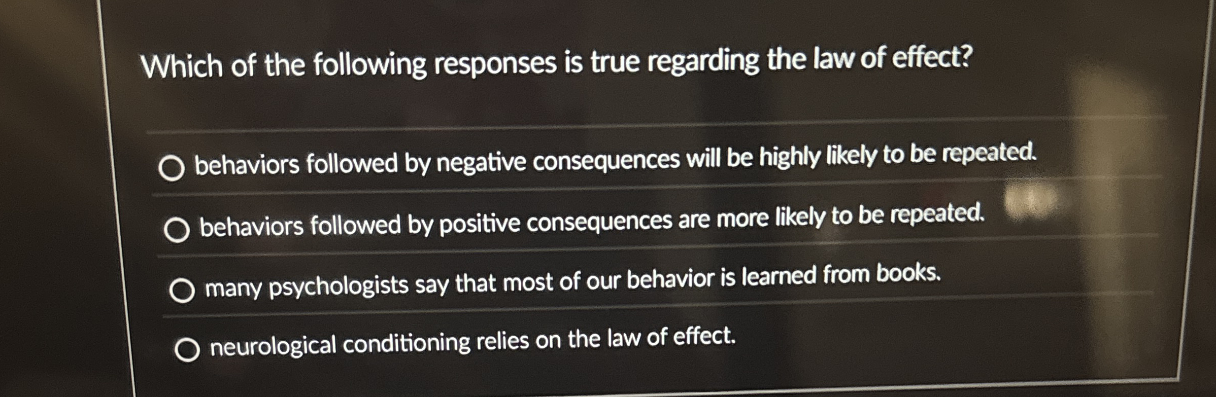 Solved Which of the following responses is true regarding | Chegg.com