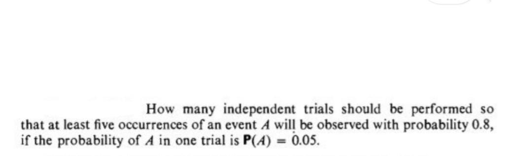 Solved How many independent trials should be performed so | Chegg.com