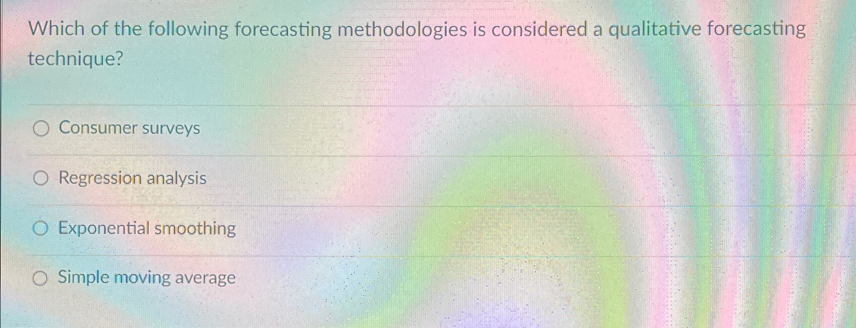Solved Which Of The Following Forecasting Methodologies Is