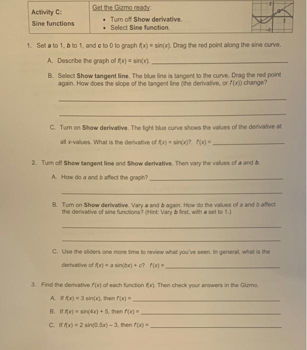 Solved Get the Gizmo ready: Activity C: Sine functions • | Chegg.com