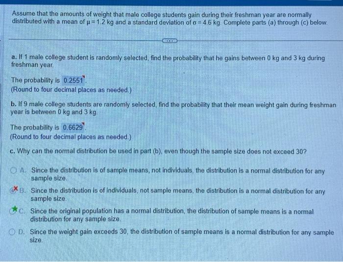 Solved Assume that the amounts of weight that male college | Chegg.com