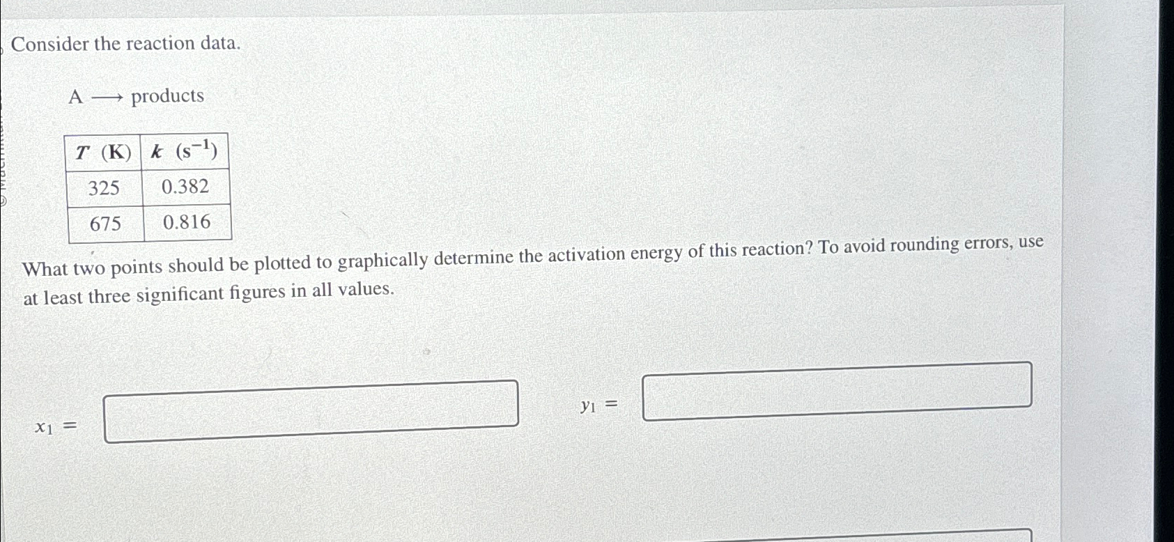 Solved Consider the reaction data.Alongrightarrow | Chegg.com
