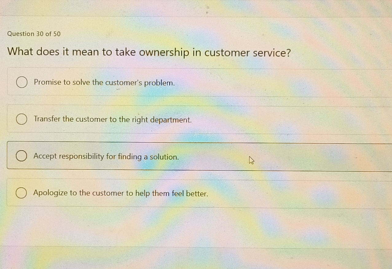Solved Question 30 ﻿of 50What does it mean to take ownership | Chegg.com