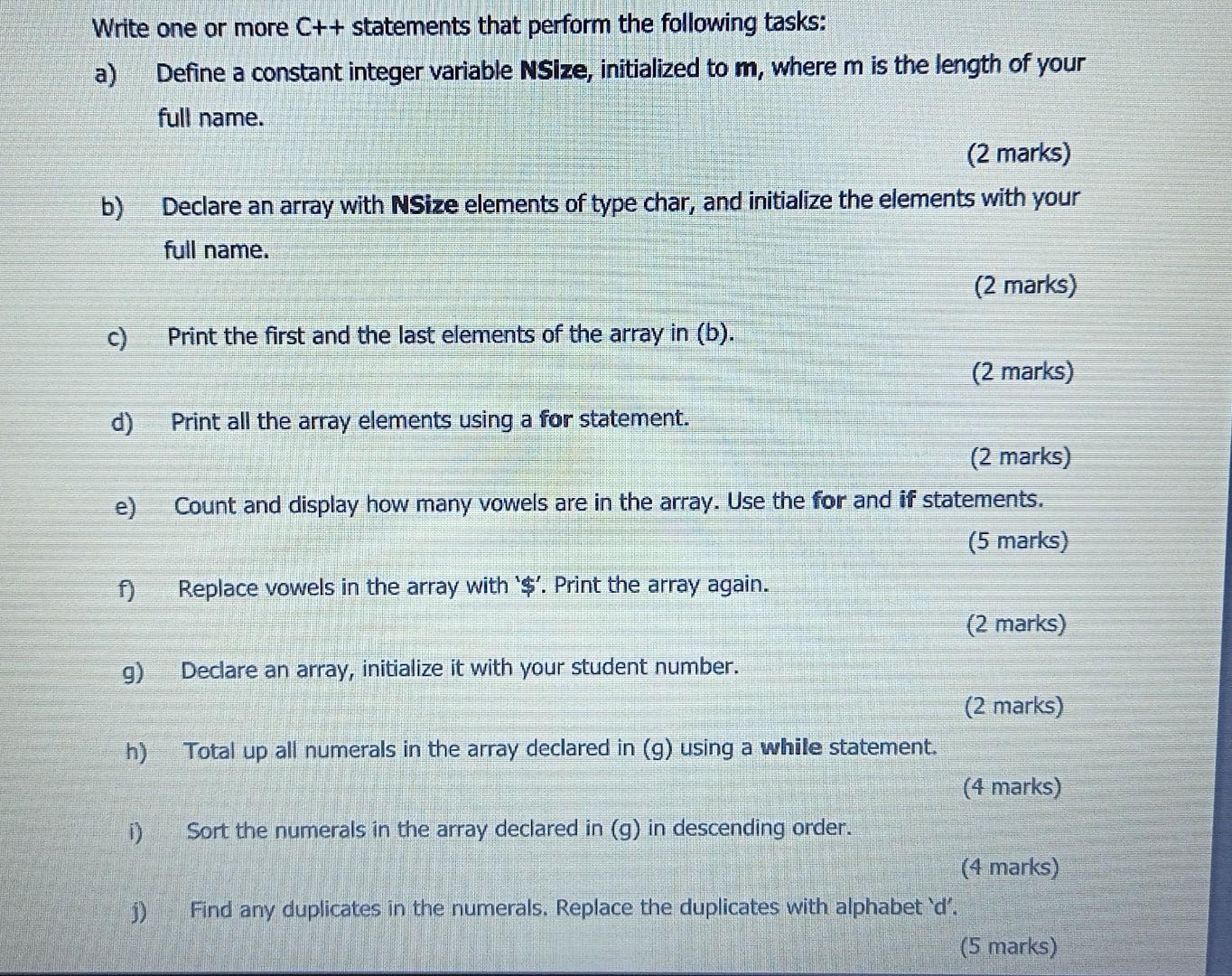 Solved Write One Or More C Statements That Perform The