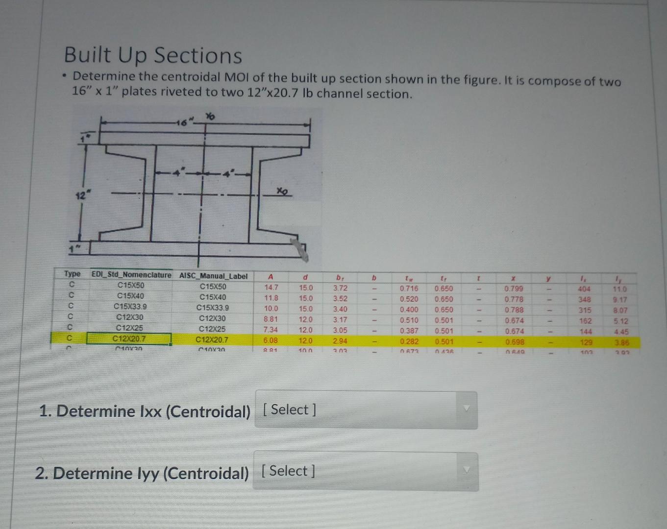 Solved Built Up Sections • Determine the centroidal MOI of | Chegg.com