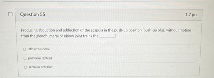 Solved Producing abduction and adduction of the scapula in | Chegg.com