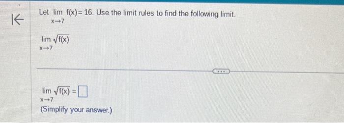 Solved Let limx→3f(x)=2 and limx→3g(x)=4. Use the limit | Chegg.com