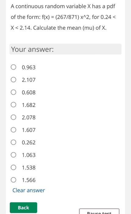 Solved A continuous random variable X has a pdf of the form: | Chegg.com