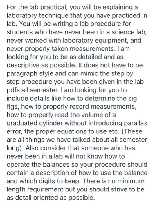 Solved For the lab practical, you will be explaining a | Chegg.com