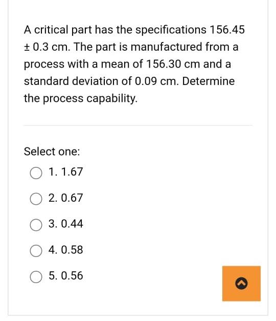 Solved A critical part has the specifications 156.45 ±0.3 | Chegg.com