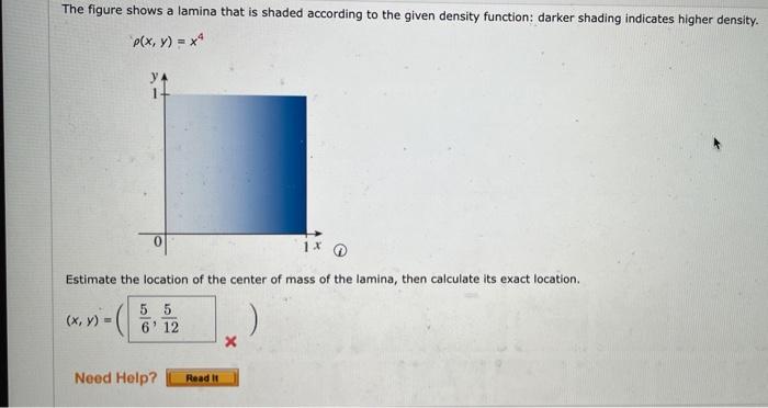 Solved The figure shows a lamina that is shaded according to | Chegg.com