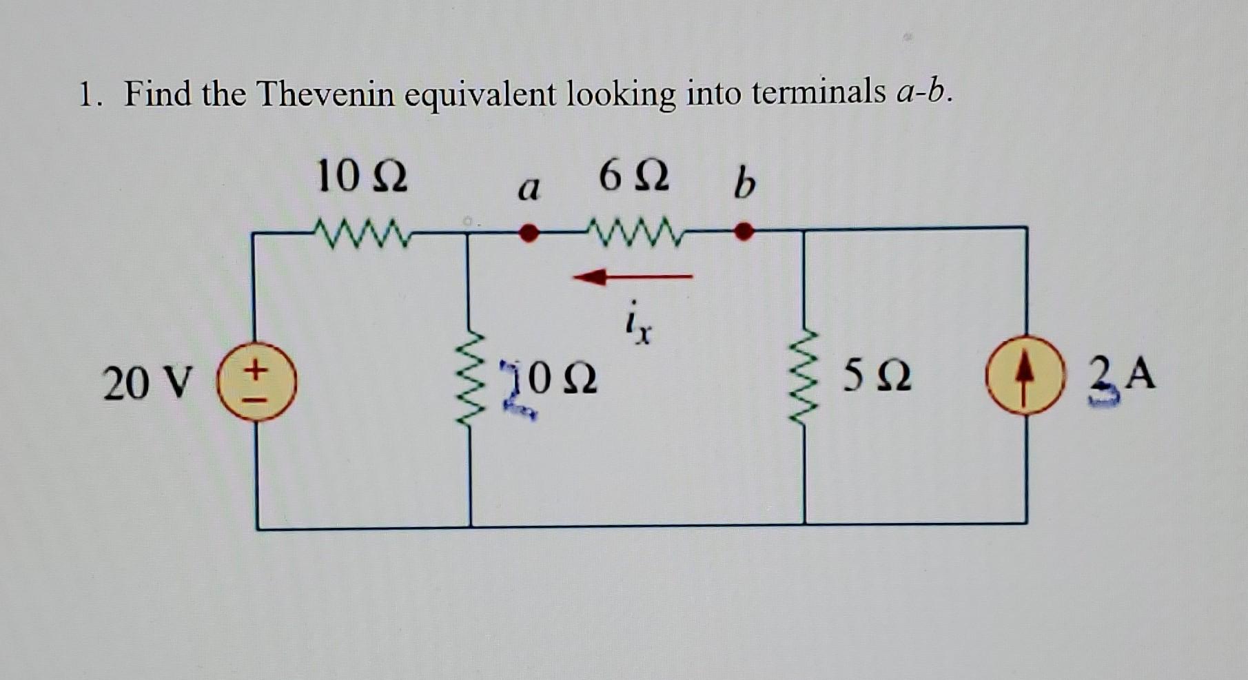 Solved 1. Find the Thevenin equivalent looking into | Chegg.com